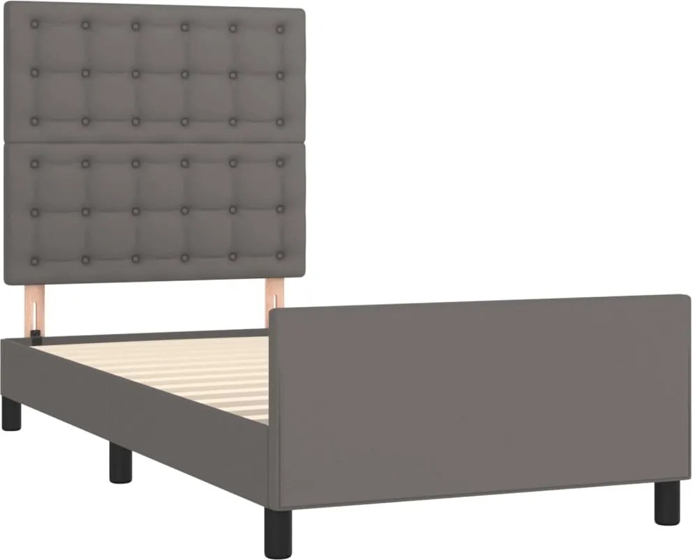 Rám postele s čelem šedý 90x190 cm umělá kůže 3125547