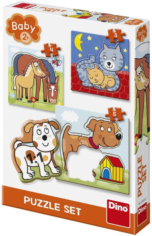 DINO Baby puzzle 12 dílků Zvířátka 18x18cm skládačka 3v1 velké dílky dn325128