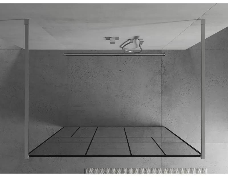 Mexen Kioto volně stojící sprchová zástěna 110 x 200 cm, Průhledné/Černý vzor 8 mm, Chromovaná - 800-110-002-01-78