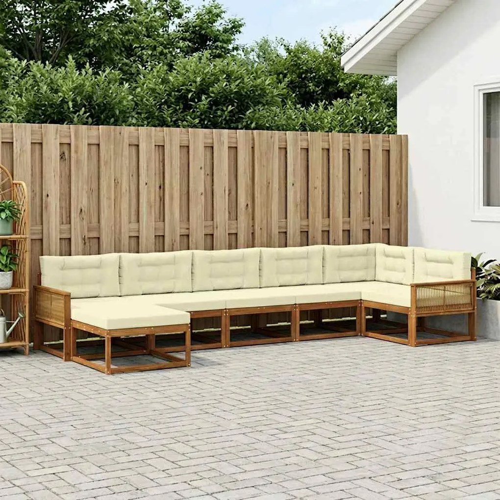 Venkovní pohovková souprava 7 ks Přirozená a Krémová 3382748