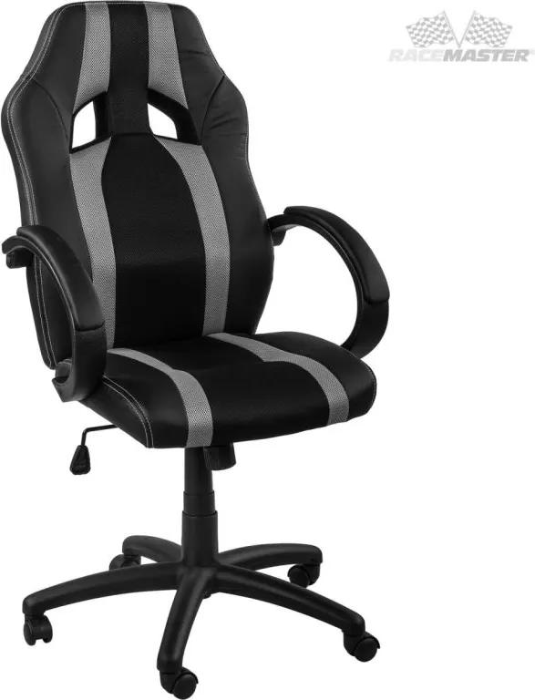 Otočná kancelářská židle, závodní design, černá / šedá
