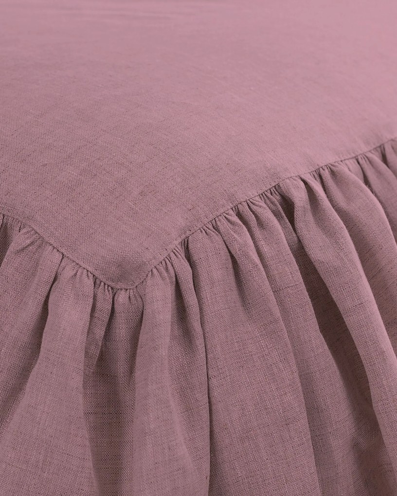 Přehoz Linen Frilly 160 x 210 cm růžový