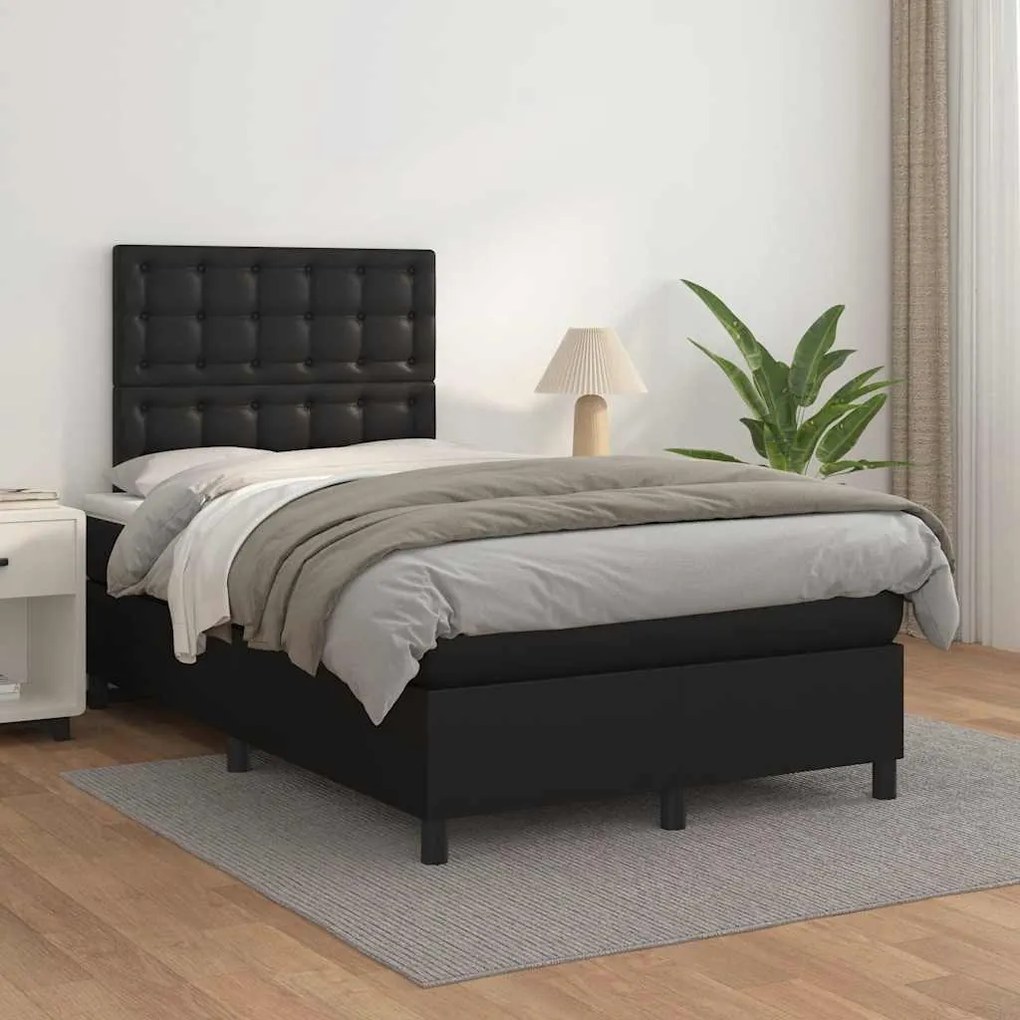 Box spring postel s matrací černá 120x190 cm umělá kůže 3269977