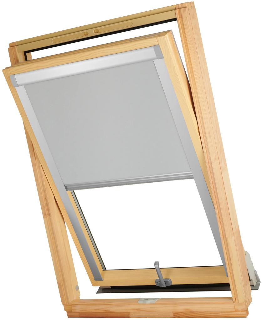 Dekodum Termoizolační roleta na střešní okno typu FAKRO 66x140 Barva látky: Wenge Silver, Barva profilu: Bílá