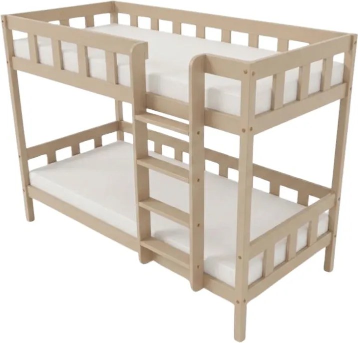 Benlemi Patrová postel PLOTTY s žebříkem 90x200 cm Zvolte barvu: Bílá, Zvolte šuplík: Dvojitý úložný šuplík, Zvolte stranu: Vpravo