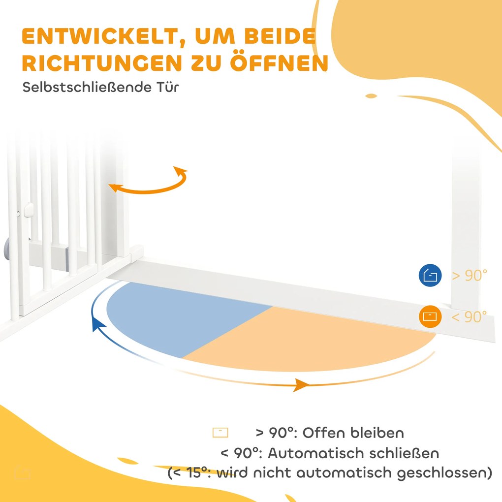 Zábrana pro psy, dvojité zamykání, samozavírací dvířka, výška 104 cm, ocel, bílá barva