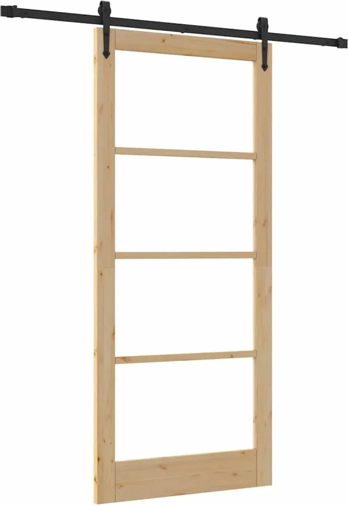 Posuvné dveře 93 x 211 cm Masivní borové dřevo a sklo Přírodní 3332345