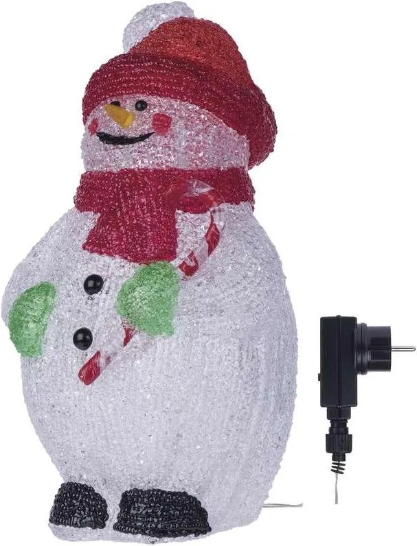 EMOS Lighting LED vánoční sněhulák, 30cm, venkovní, studená bílá, časovač