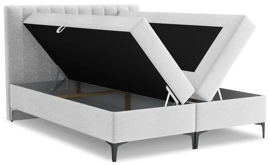 Boxspring postel s úložným prostorem 180x200 cm ve stříbrné barvě Puhala – Makamii