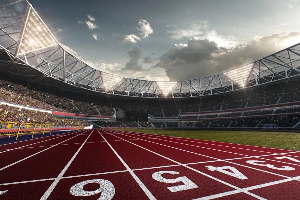 Fototapeta Startovní Místa Závodu Na Stadionu Hladký vinyl 254x184