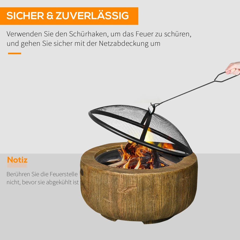 Přenosné ohniště s jiskrovou clonou průměr 45 cm, dekor dřeva 842-310V00BN