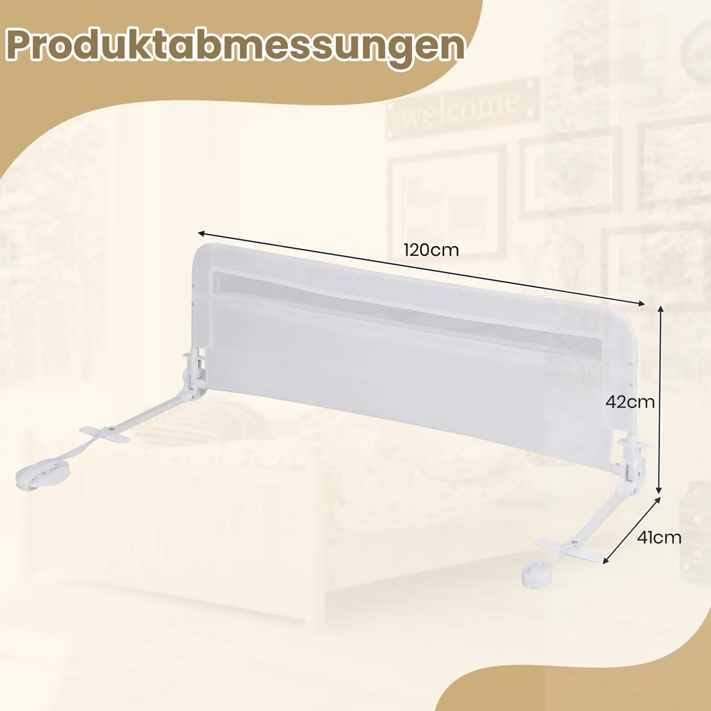 Costway Zábrana na postel pro batolata 120 cm skládací zábrana na dětskou