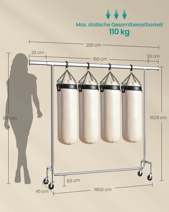 Věšákový stojan na kolečkách HSR176E01