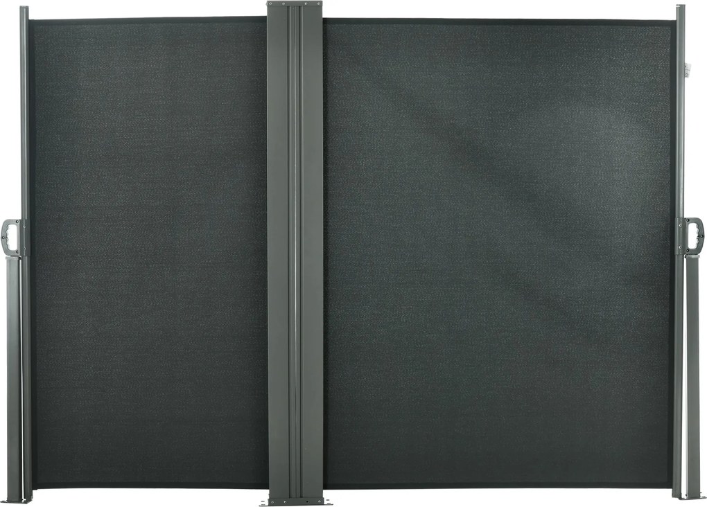 Záclona Outsunny Double Side se zavětrovacím systémem, 6L x 1,80H m, vysoce hustý 180 g/m² polyester odolný proti UV záření, šedá | Aosom