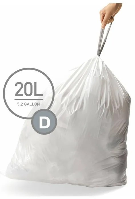 Stahovací sáčky na odpadky 20 l, typ D - 20 ks, bílá