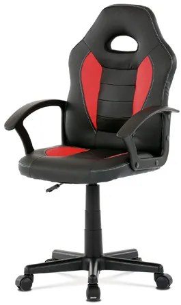 Dětská židle, potah černá a červená ekokůže, bílé prošití, výškově nastavitelná