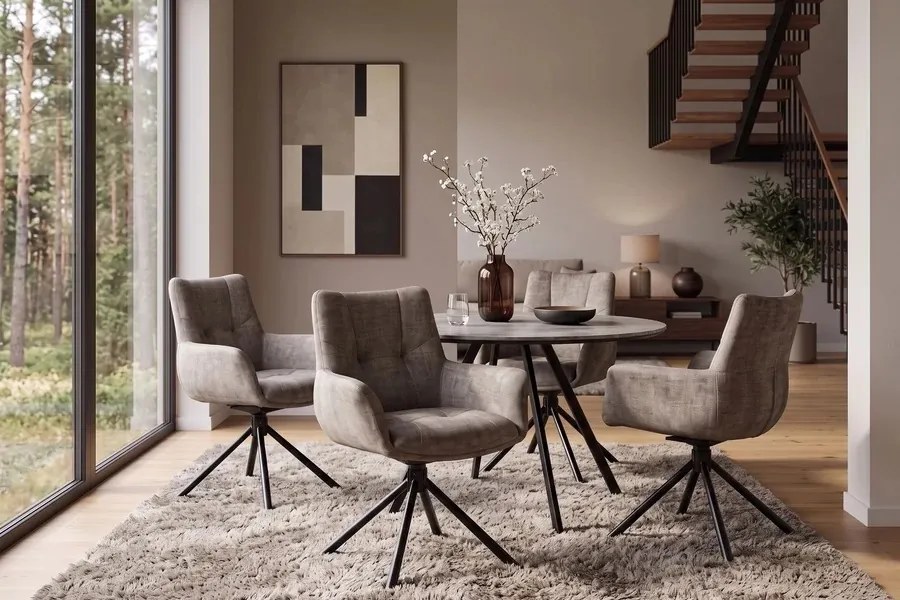 Designová otočná židle Vondila taupe samet