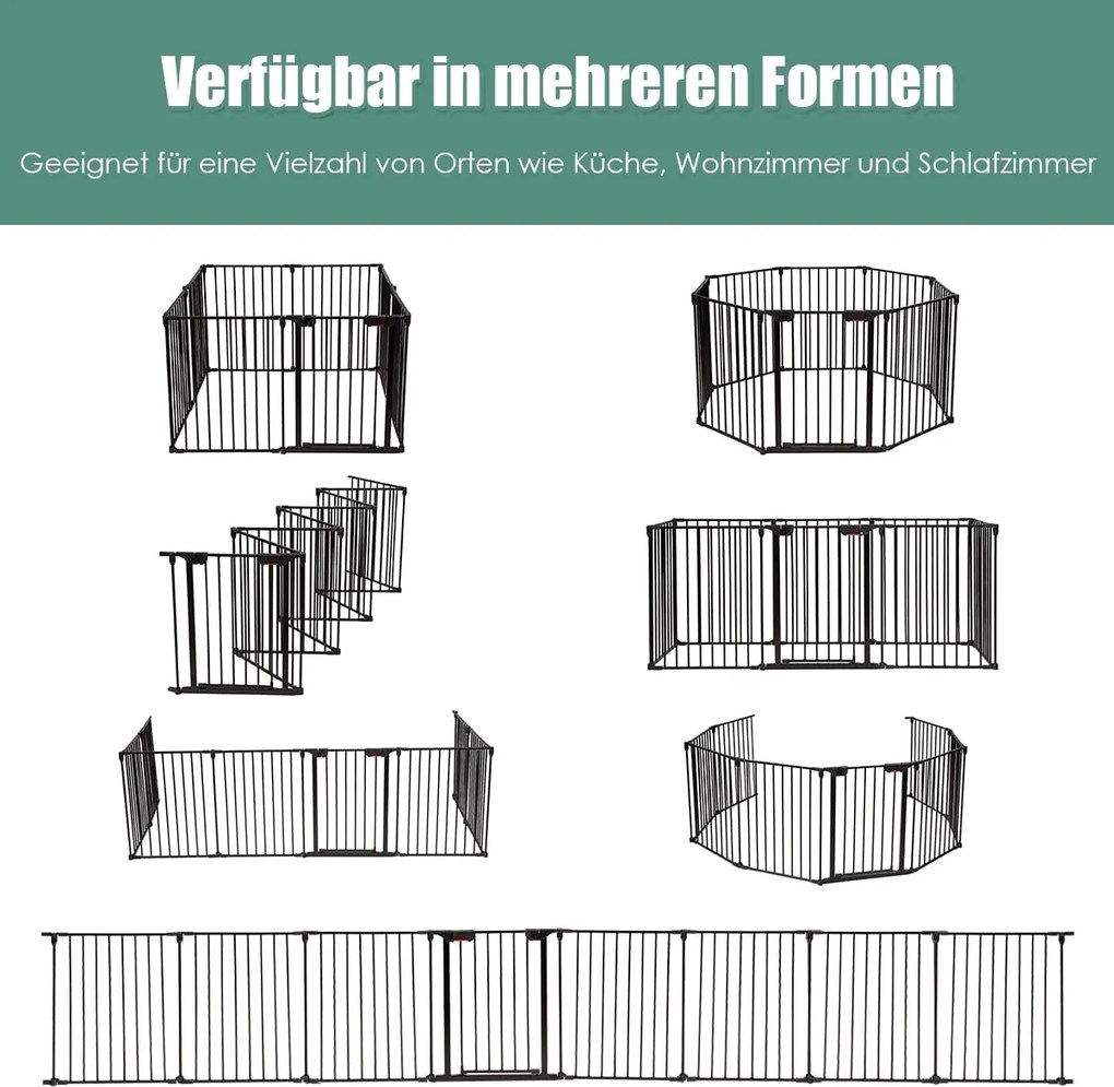 Costway 8 prvková ohrádka pro psa bariéra – 500 × 75 cm, černý