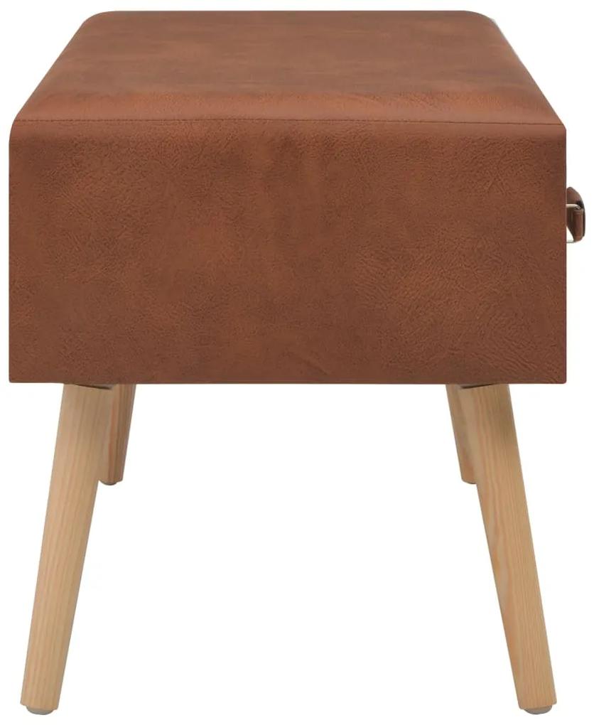 Konferenční stolek hnědý 80 x 40 x 46 cm umělá kůže - Default Title