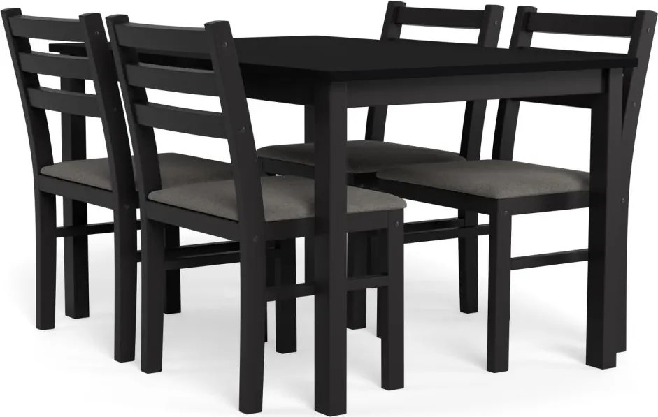 ACTONA Jídelní set stolu a čtyř židlí ALICANTE černý 110x70 cm