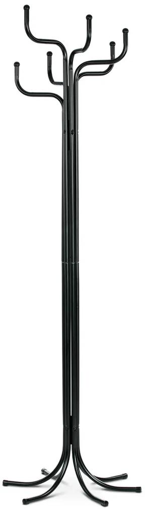 Věšák stojanový, kovová konstrukce, černý matný lak, výška 188 cm, nosnost 12 kg - 83707-06 BK