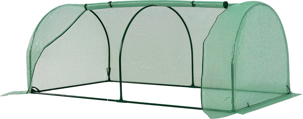 Outsunny Zahradní Skleník 200x100x80 cm Zelený Tunelový Typ Skleníku se Steel Rámem a PE Krytem Malý Skleník pro Pěstování Rostlin Rajčat | Aosom