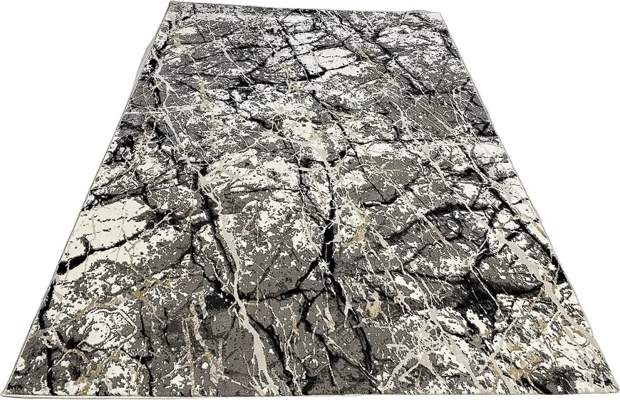 HU Vícebarevný moderní koberec Glamour 25226-Siyach Rozměr: 60x110 cm
