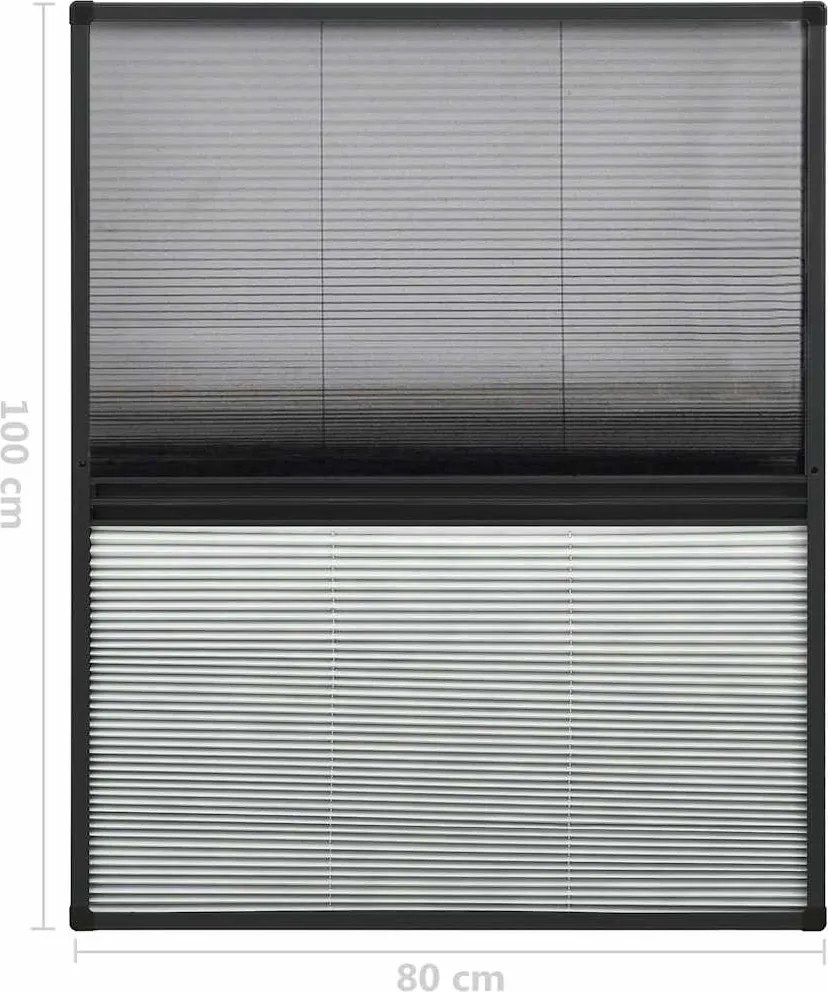 Plisovaná okenní síť proti hmyzu se zástěnou hliník 80 x 100 cm 148683