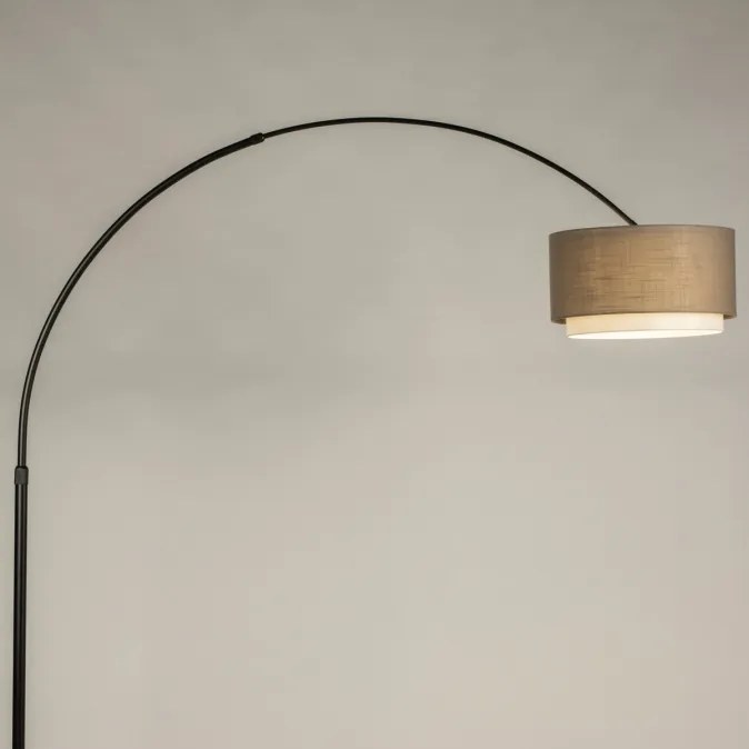 Stojací designová oblouková lampa Soffito Taupe and Black