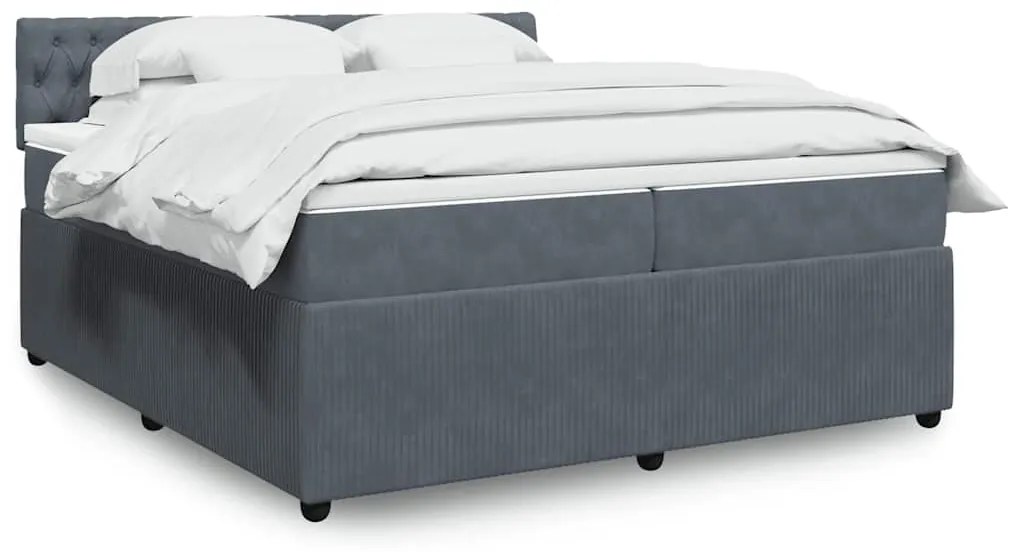 Box spring postel s matrací tmavě šedá 200x200 cm samet 3290137
