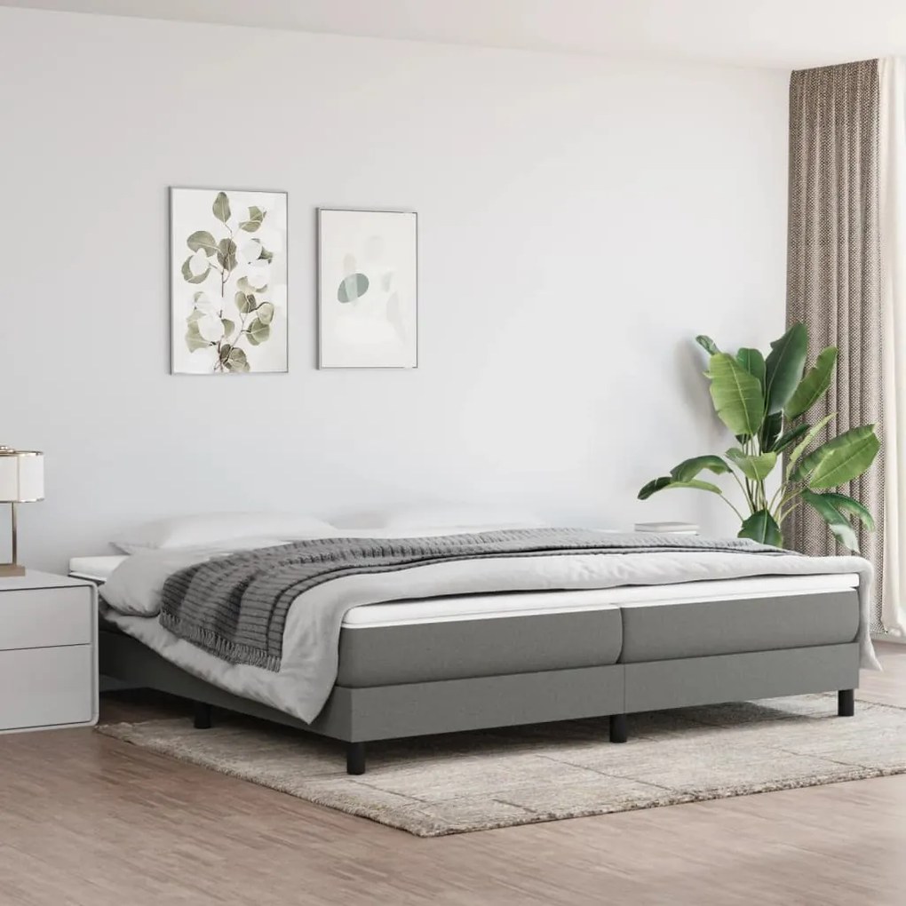 Rám postele s boxspringem tmavě šedý 200 x 200 cm textil 3120541