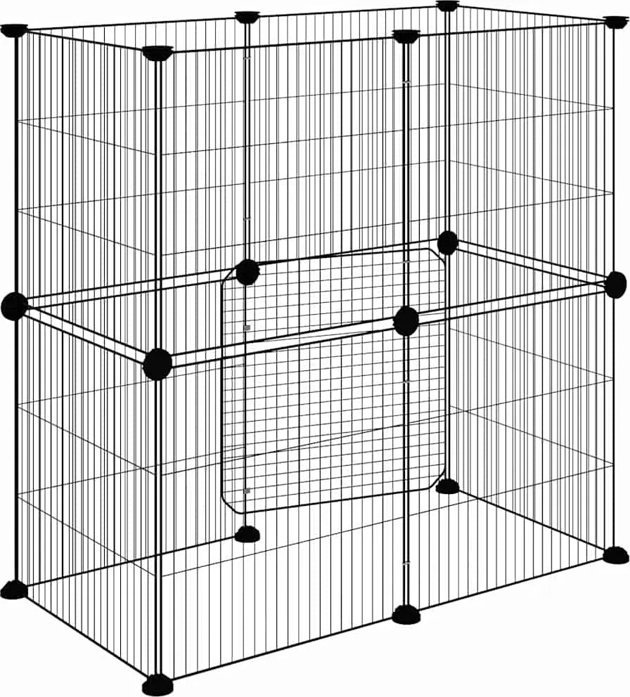 12panelová ohrádka pro zvířata s dvířky černá 70 x 35 x 70 cm ocel 3114036