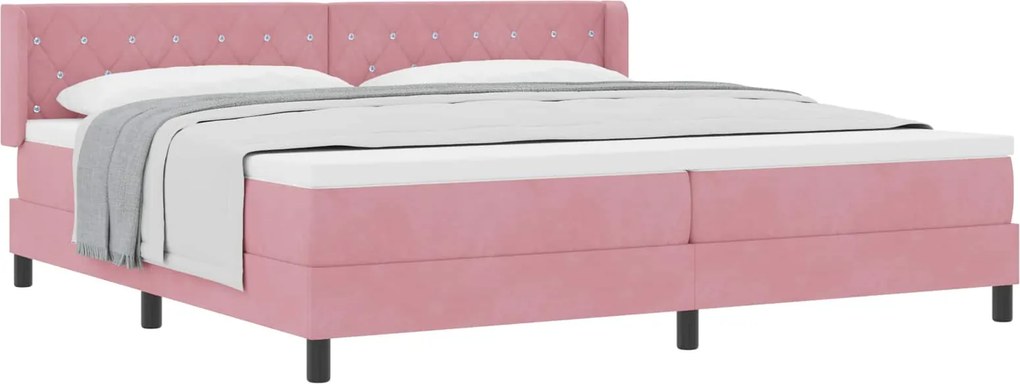 Postel s boxspringem s čelo Růžová 200 x 200 cm samet 3341437