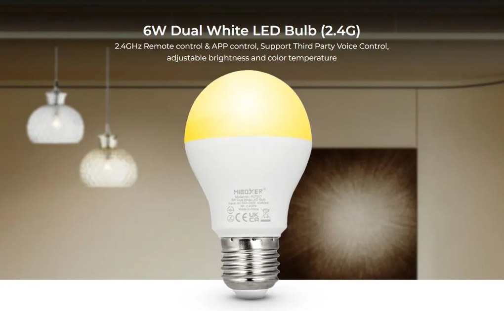 LED Solution Mi-Light MiBoxer RF LED žárovka CCT 6W E27 FUT017