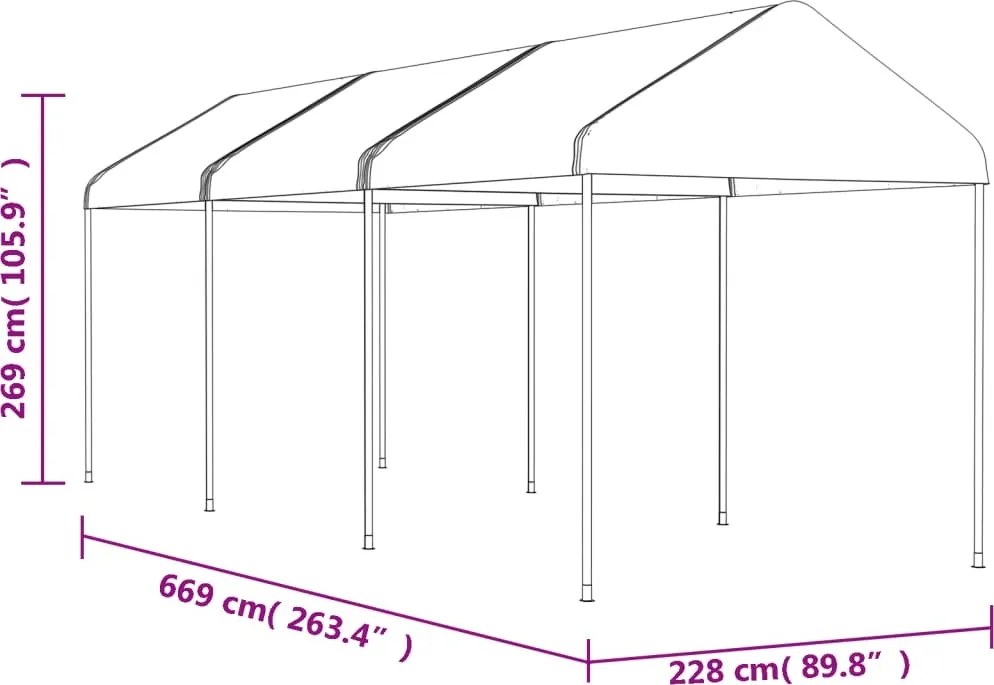 vidaXL Altán se střechou bílý 6,69 x 2,28 x 2,69 m polyethylen [3155503]