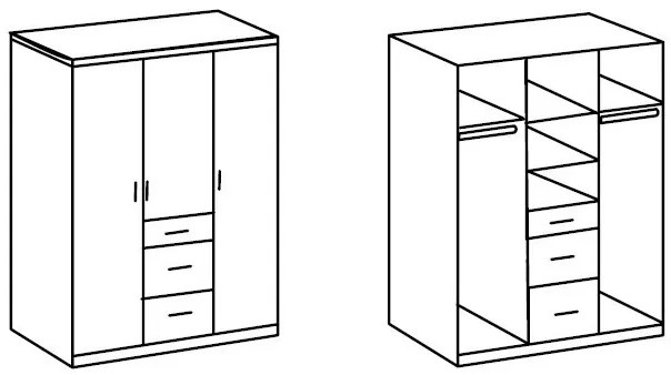 Šatní skříň Cariba, 135 cm, dub san remo/bílá