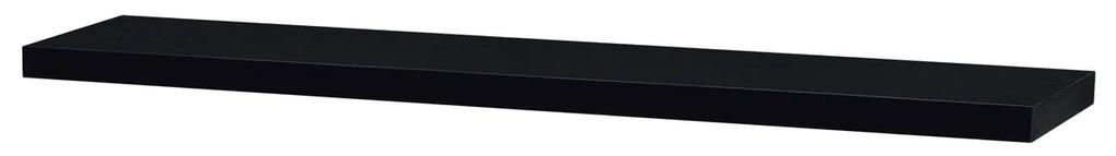 Polička nástěnná 120 cm, MDF, barva černý vysoký lesk, baleno v ochranné fólii - P-002 BK