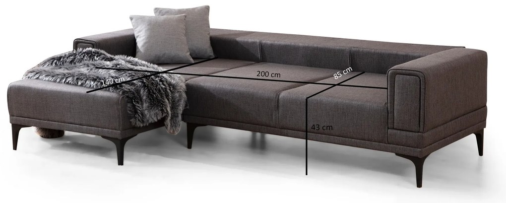Hanah Home Rohová pohovka HORIZON tmavě šedá levá