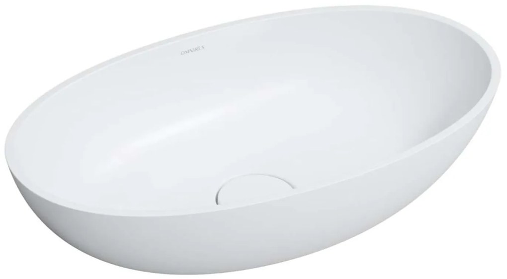 OMNIRES Shell M+ - Umyvadlo na desku 60x35 cm, bez přepadu, matná bílá SHELLUNBM