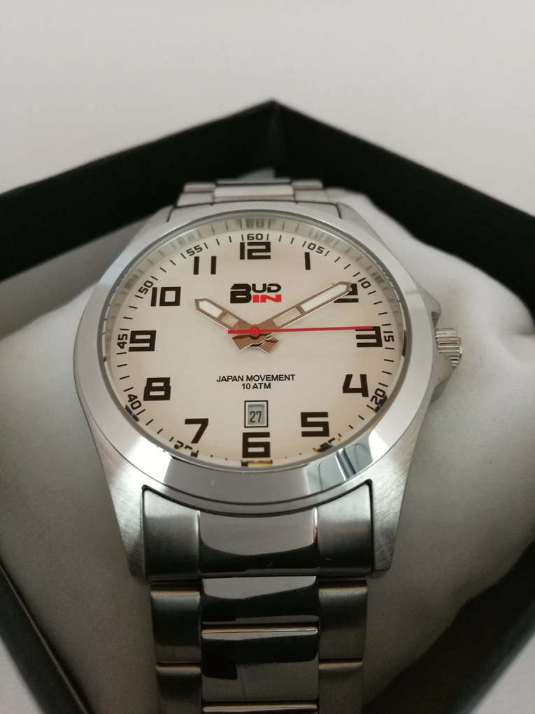Pánské levné ocelové vodotěsné hodinky Bud-IN steel B1701.1 - 10ATM