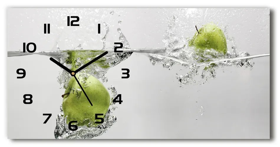 Wallmuralia Skleněné hodiny na stěnu Jablko pod vodou 60x30 cm