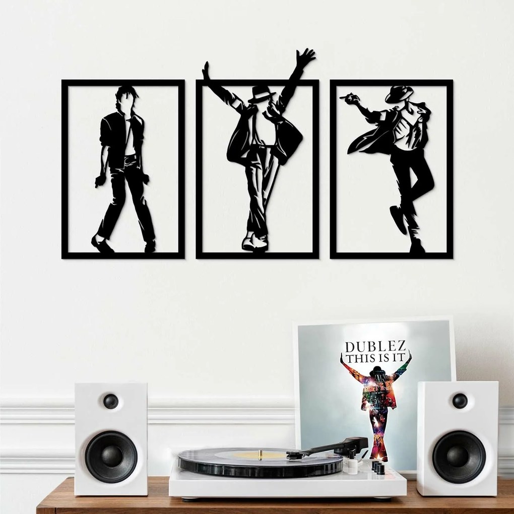 DUBLEZ | 3 dílný dřevěný obraz - Michael Jackson | Obraz