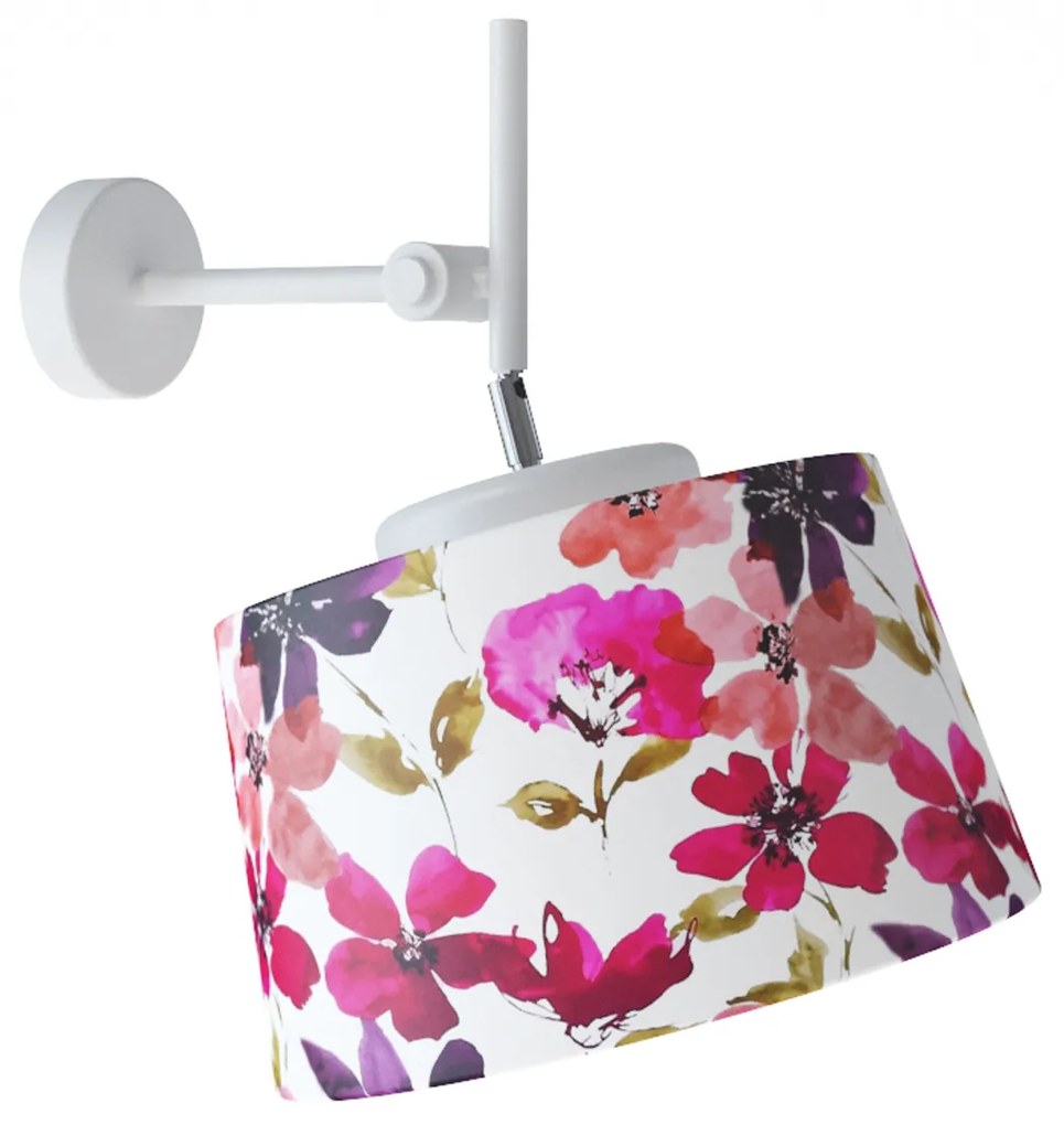 Light for home - Designové nástěnné světlo s květovaným stínidlem 60401 "Lefor", 1x60W, E27, Bílá