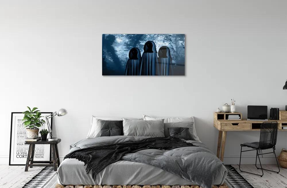 akrylový obraz Lesních stromů strašidelnými postavami 100x50 cm
