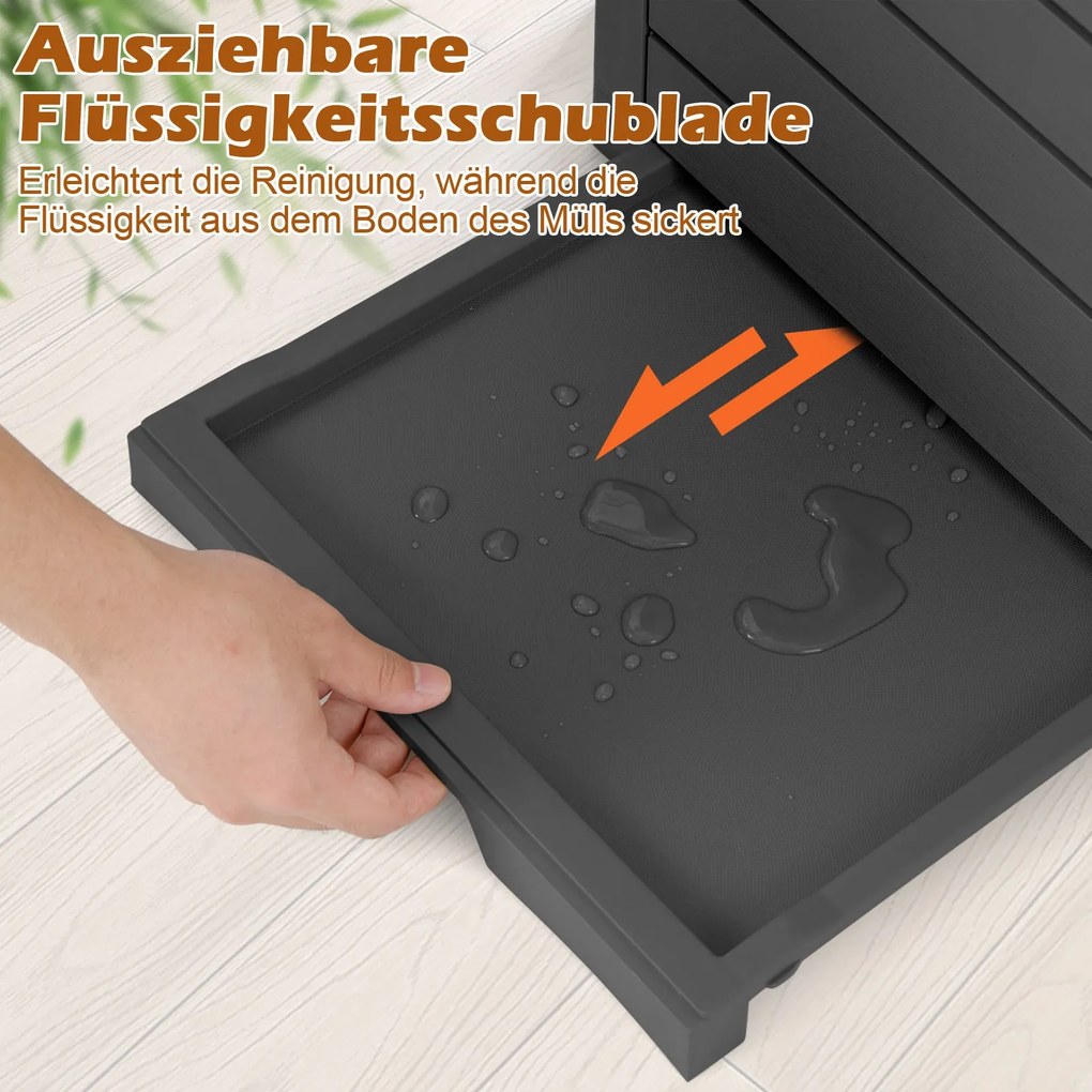 Costway Sada 2 118 L odpadkový koš s víkem a výsuvným zásobníkem na kapaliny