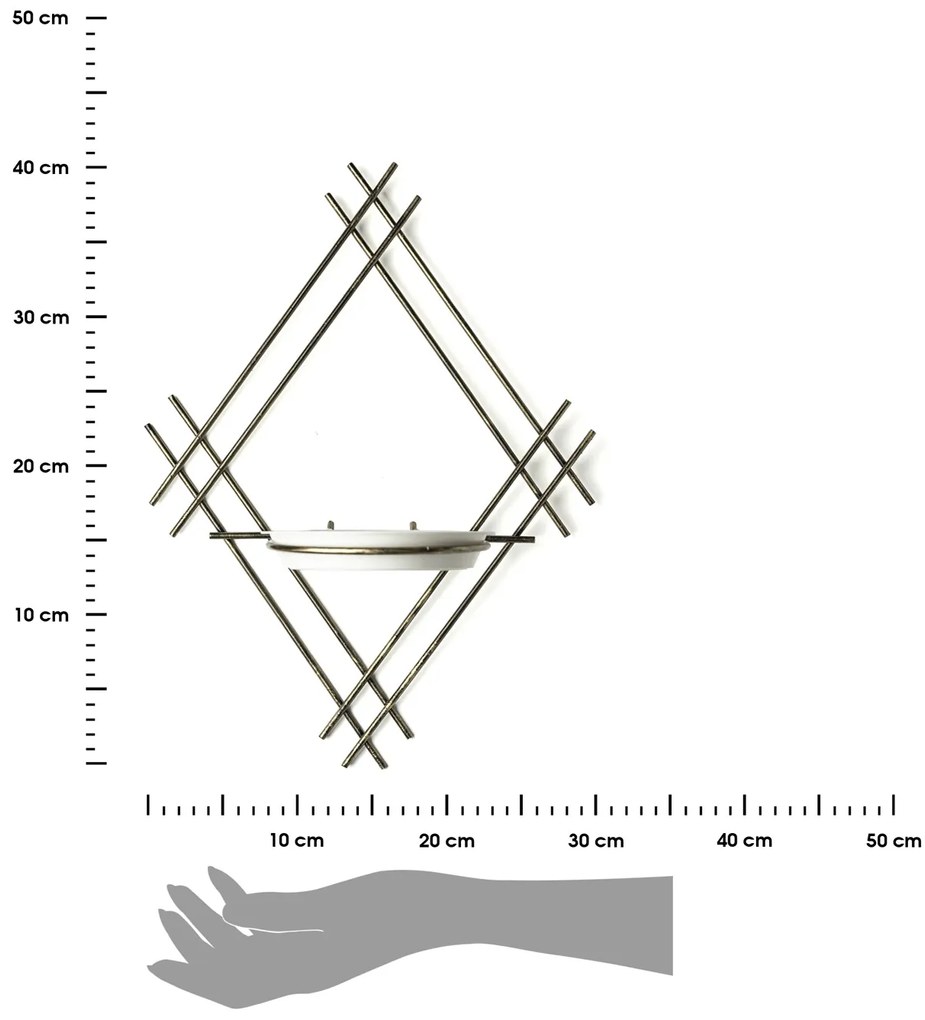 NÁSTĚNNÝ DRŽÁK NA KVĚTINÁČ EVELIN 41X31X26 CM ZLATÁ