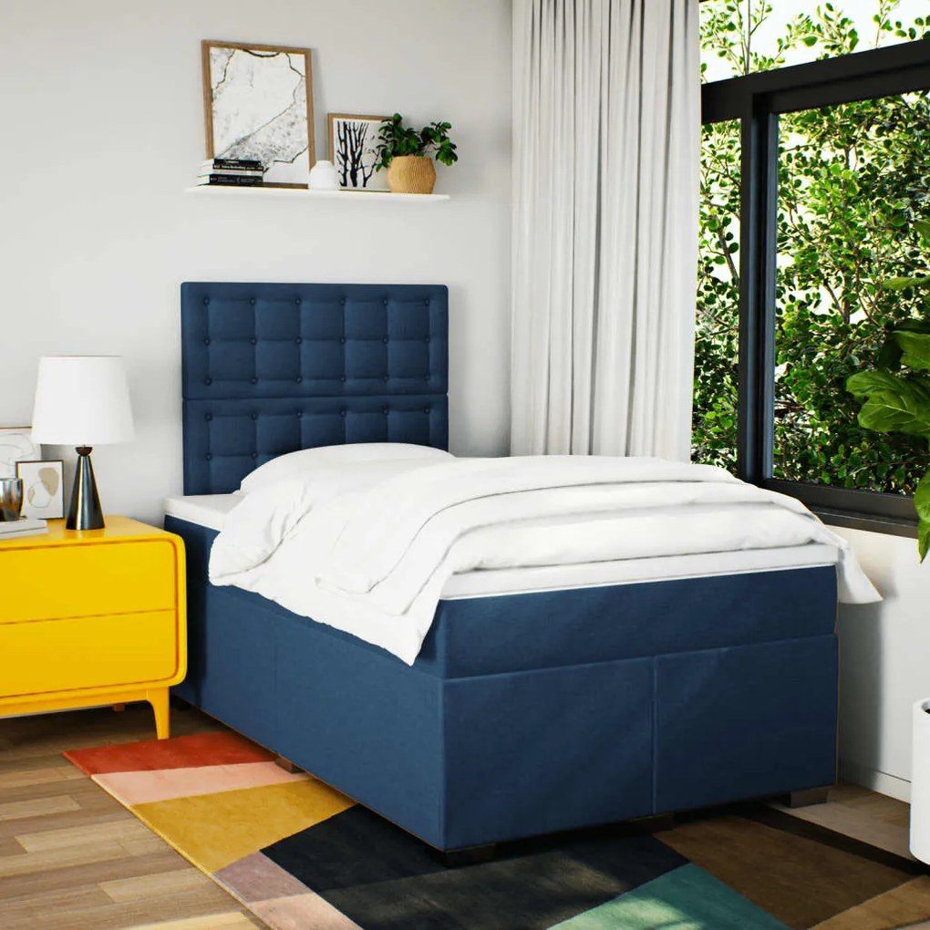 Box spring postel s matrací modrá 120x200 cm textil 3290475