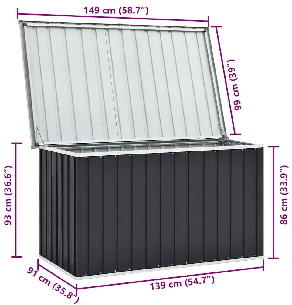 vidaXL Marketos Zahradní úložný box antracitový 149 x 99 x 93 cm