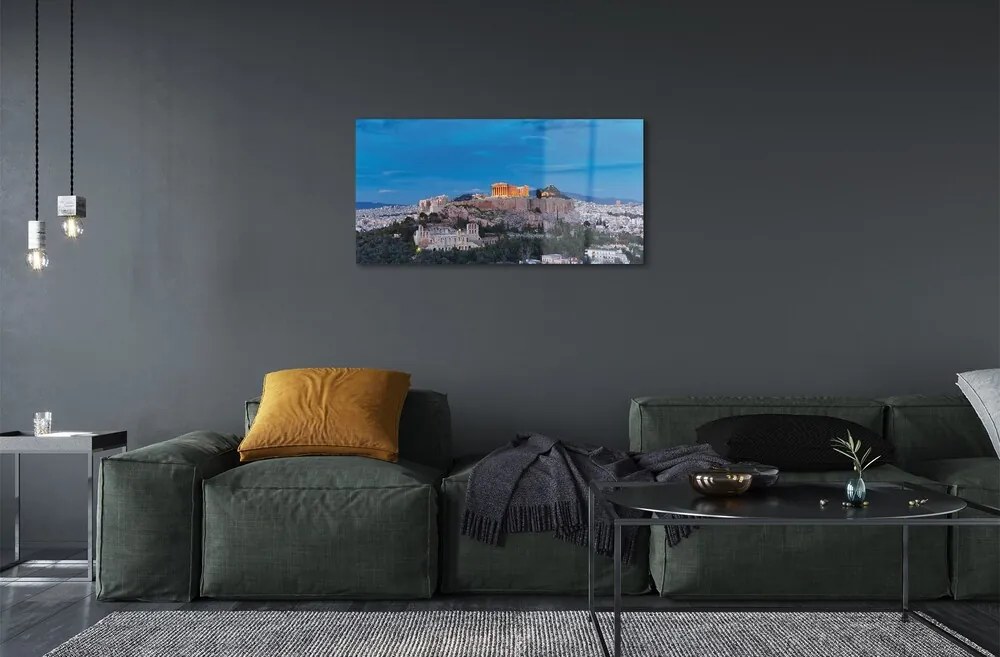Obraz na skle Řecko Panorama v Aténách 140x70 cm
