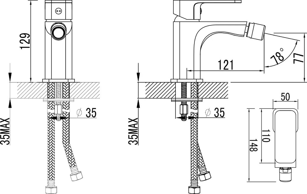 Aqualine Factor FC203 bidetová baterie stojánková páková
